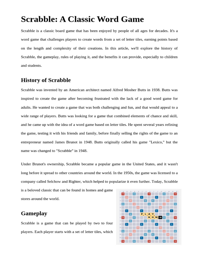 Scrabble A Classic Word Game | PDF