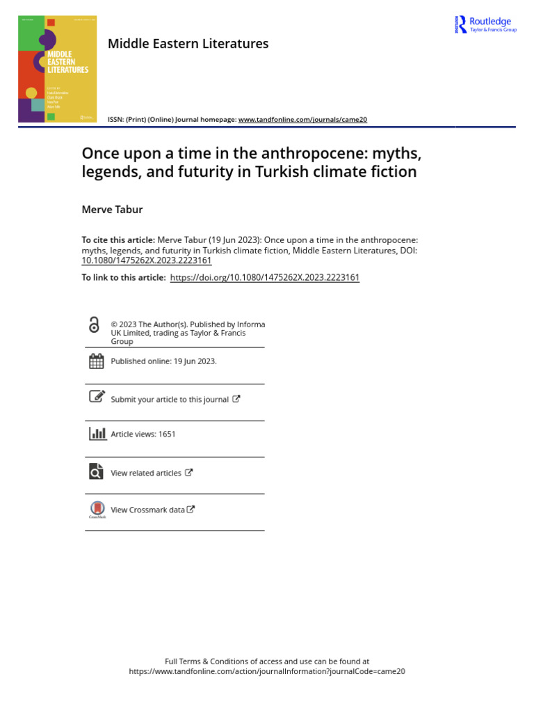 Once Upon A Time in The Anthropocene Myths Legends and Futurity in ...