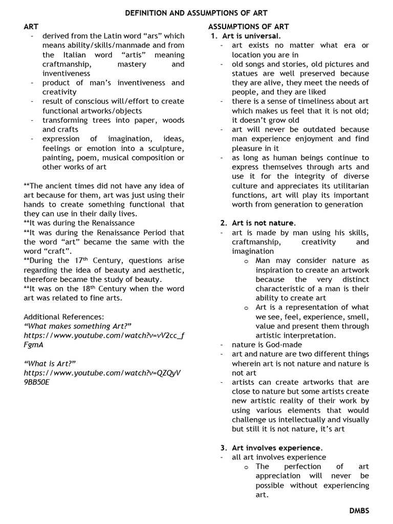 Lesson-1-Definition-and-Assumptions-of-Art | PDF