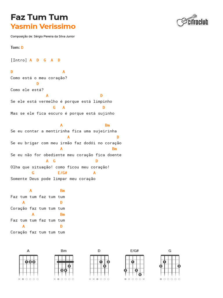 Cifra Club - Yasmin Verissimo - Faz Tum Tum | PDF