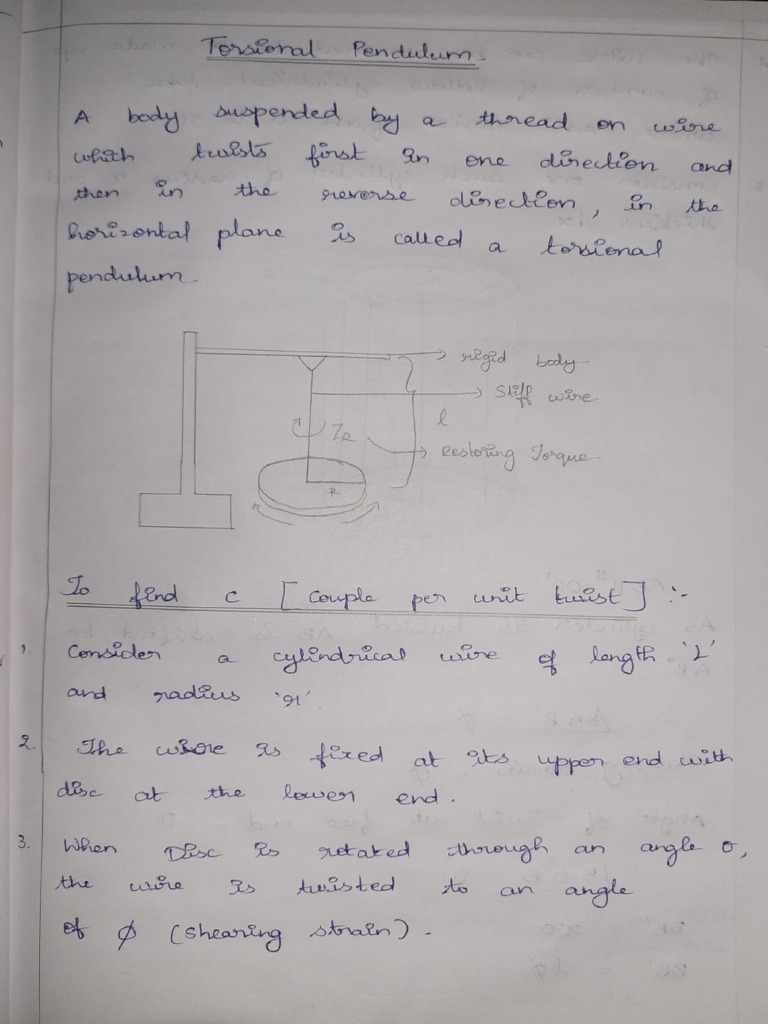Torsional Pendulum Notes PHYSICS | PDF