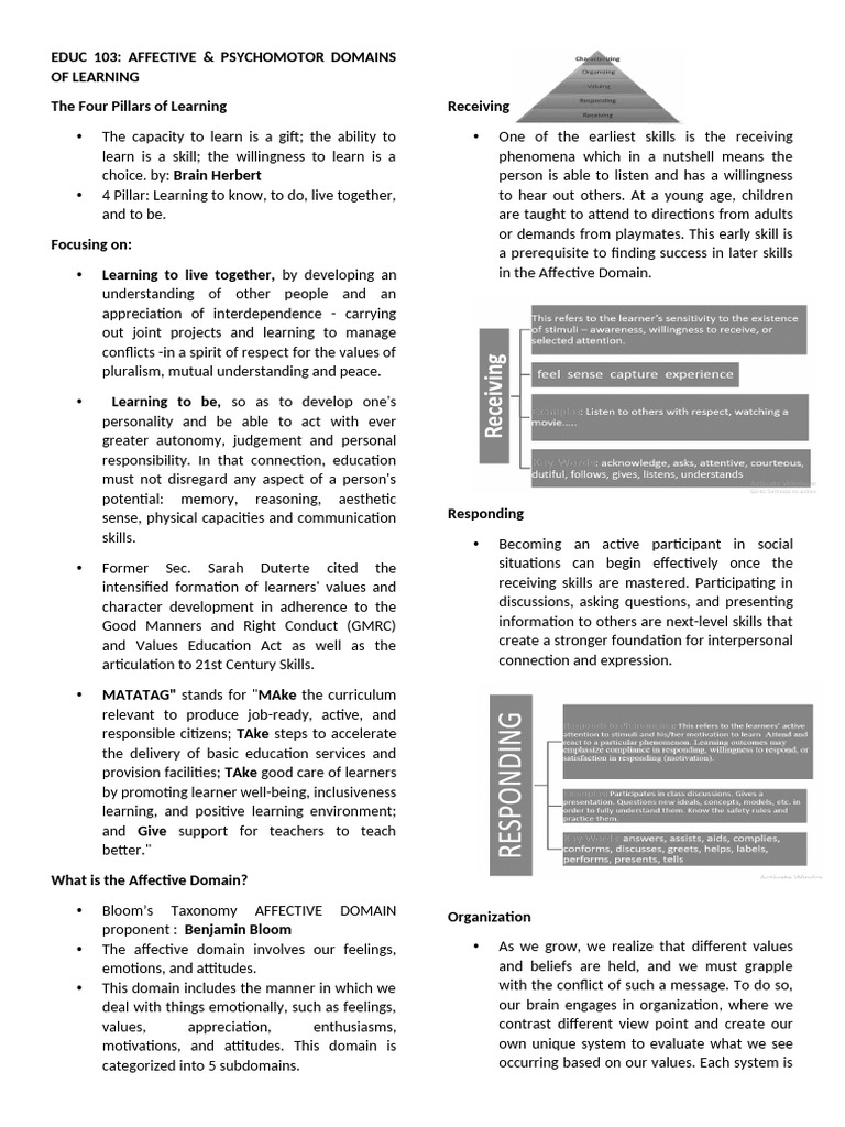 EDUC 103 Affective Domain | PDF