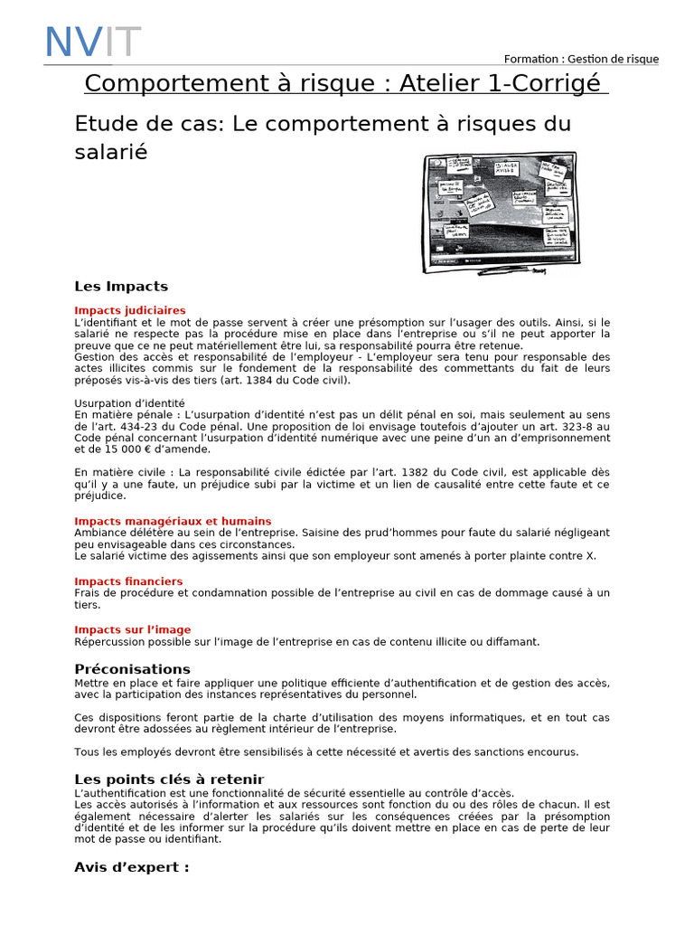 Atelier1-Risques et Impacts - Comportement A risque - Corrigé | PDF