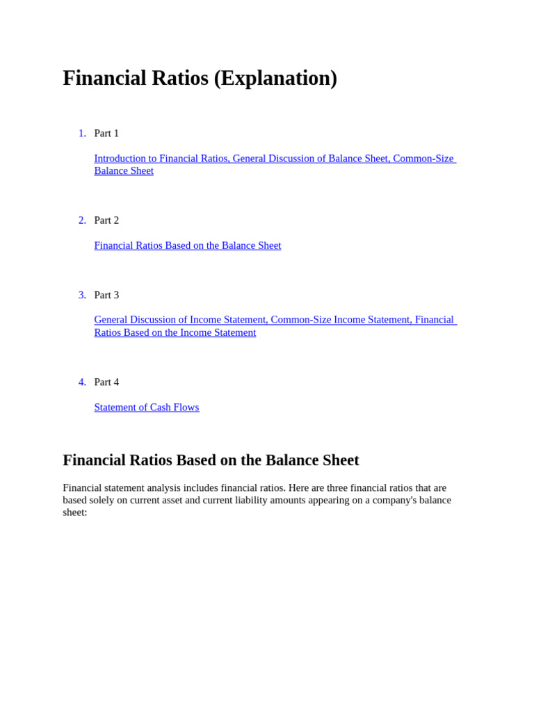 Understanding Financial Ratios Explained | PDF | Finance & Money Management