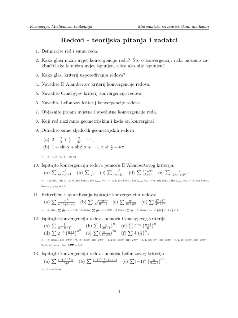 Zadatci Redovi | PDF