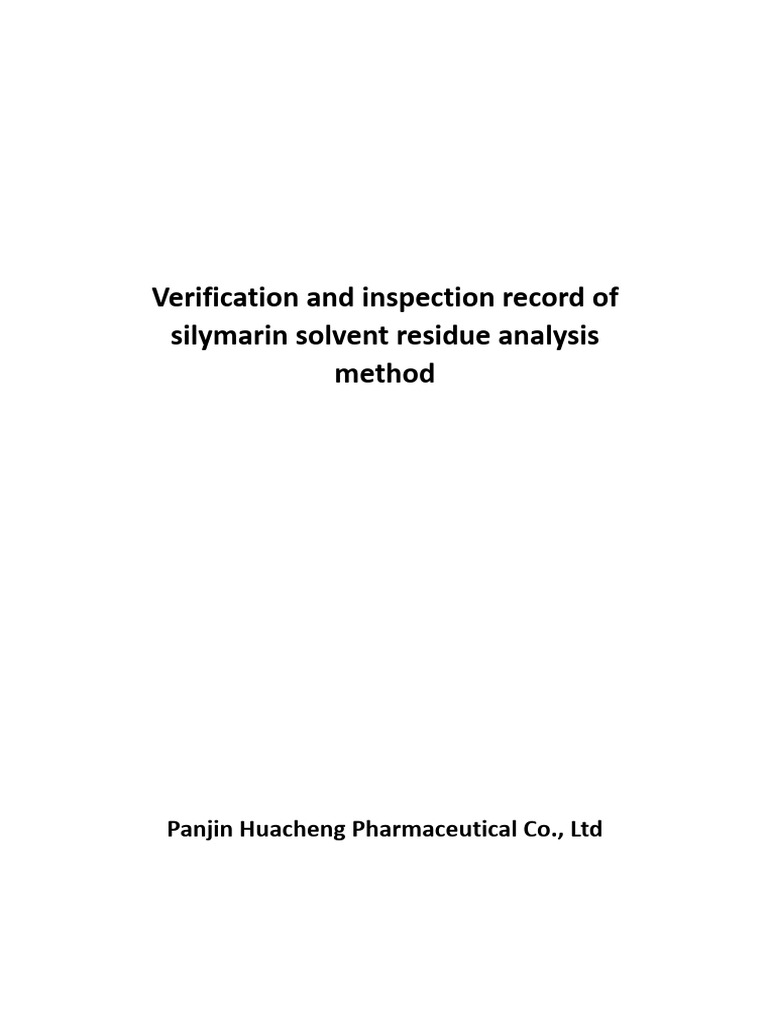 Verification and Inspection Record of Silymarin Solvent Residue ...