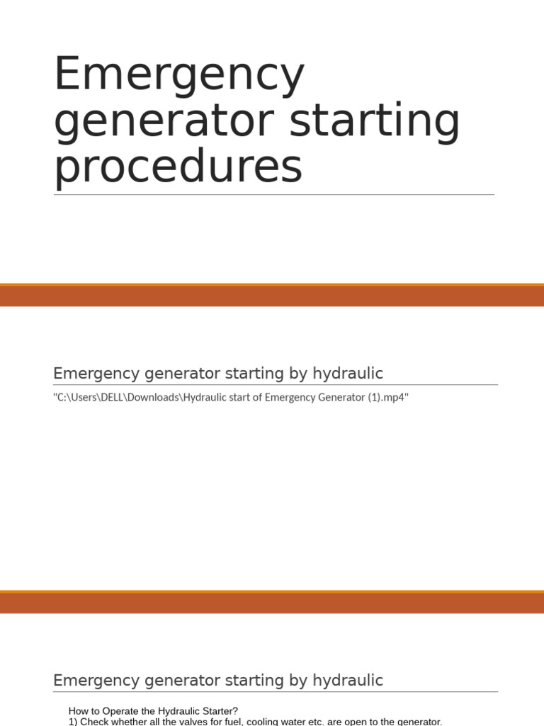 Emergency Generator Starting Procedures | PDF