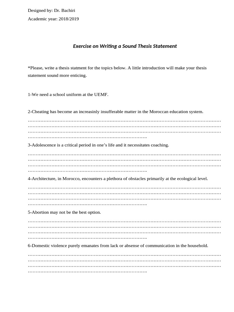 Argumentative Writing Exercise | PDF