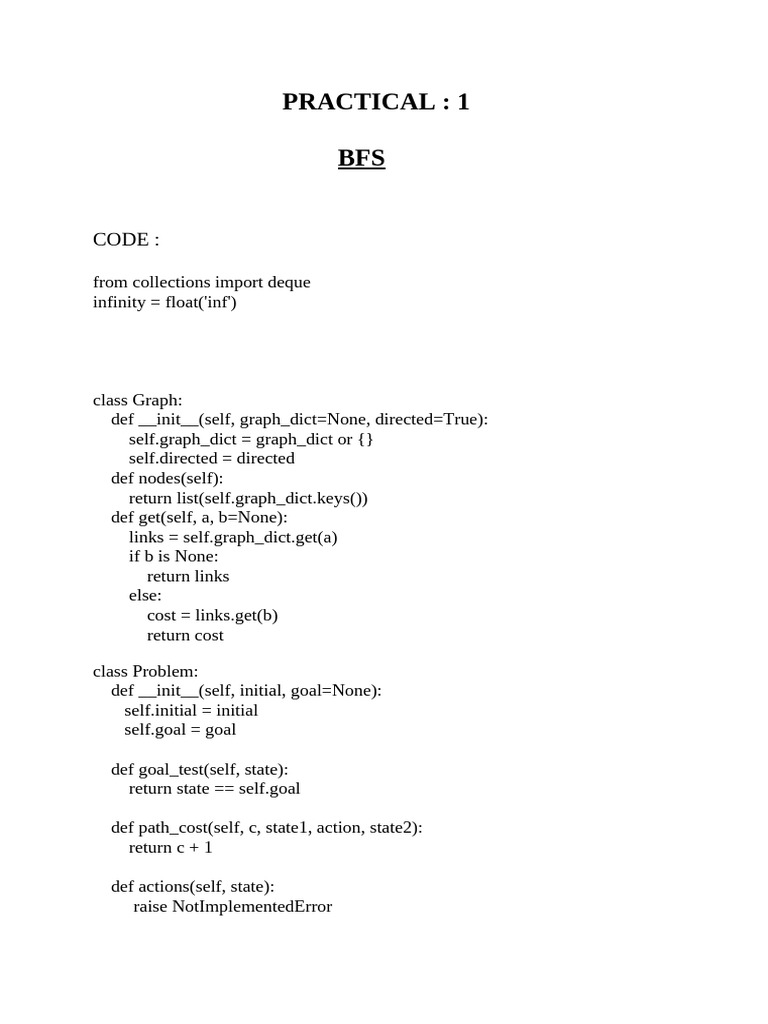 PRACTICAL 1 BFS | PDF