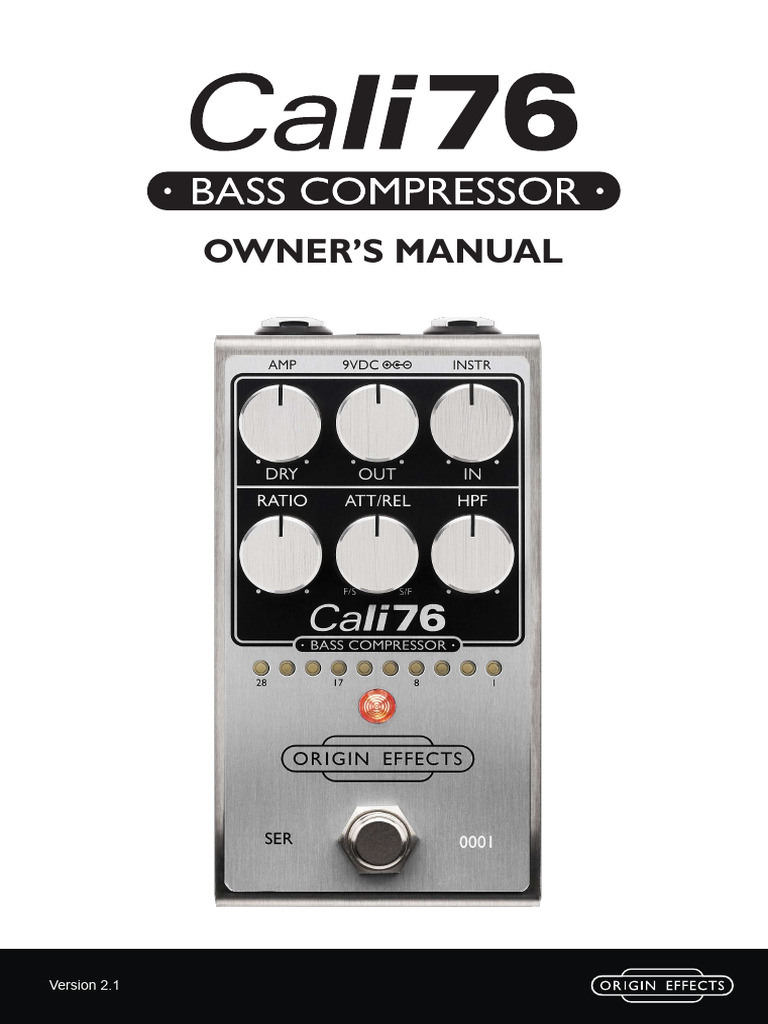 Origin Effects Cali76 Bass Compressor Owners Manual V2 1 | PDF