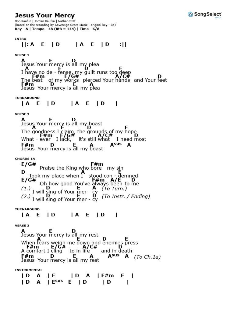 Jesus Your Mercy-chords-A | PDF
