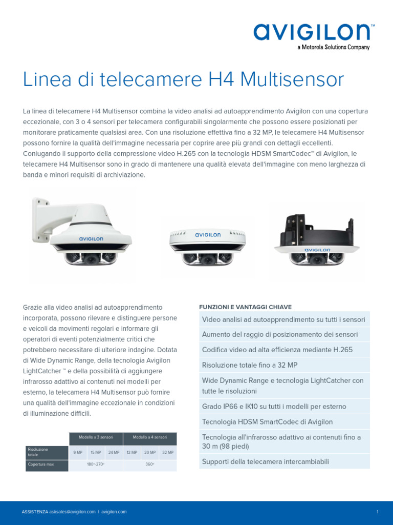 Avigilon H4a Multisensor Camera Datasheet It Rev6 | PDF