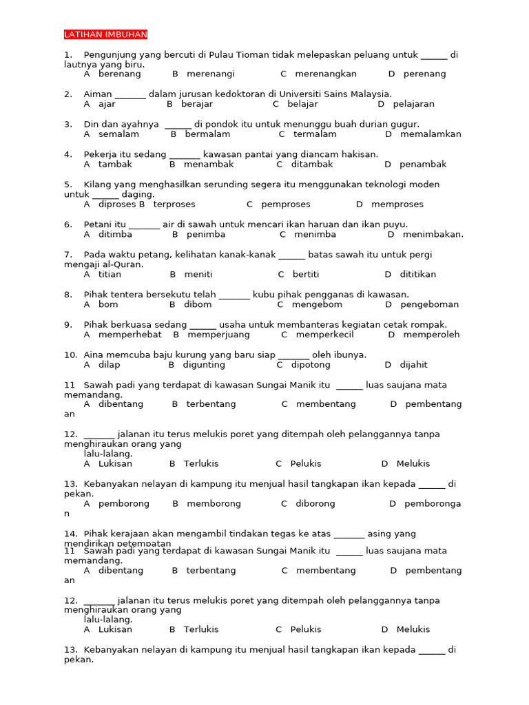 Latihan Imbuhan | PDF