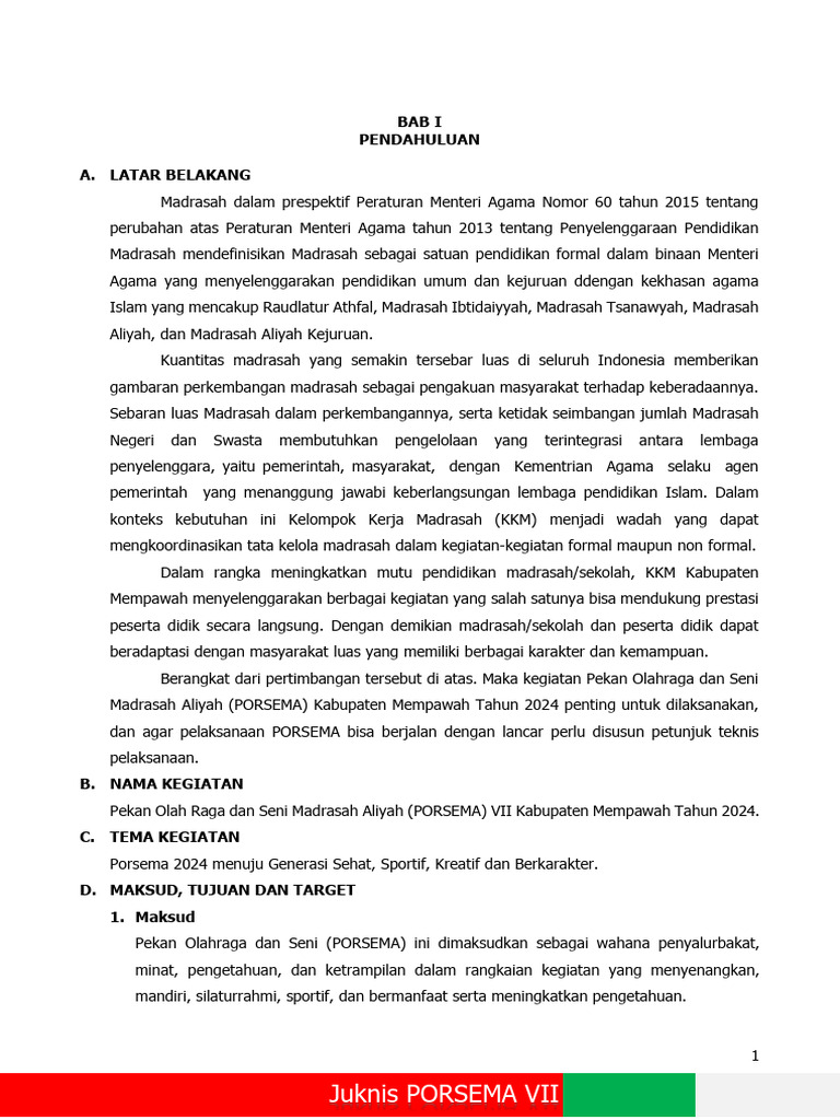 Juknis Porsema 2024 Final | PDF