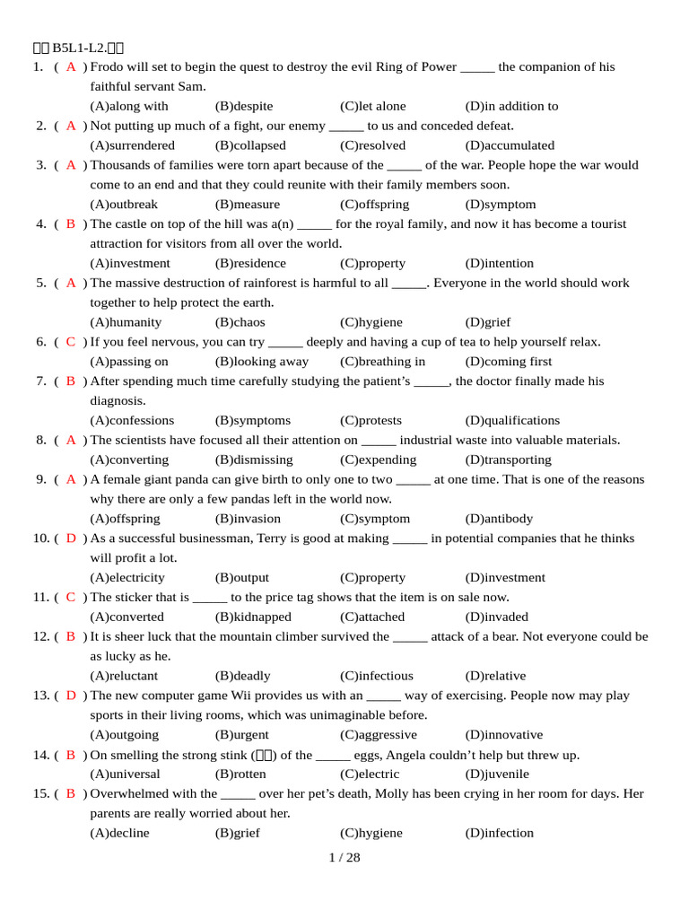 三民普高英文 B5L1-L2教師卷 | PDF