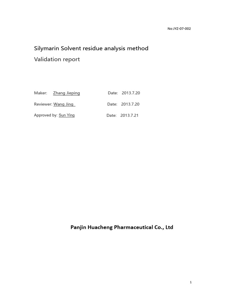 Solvent Residue | PDF