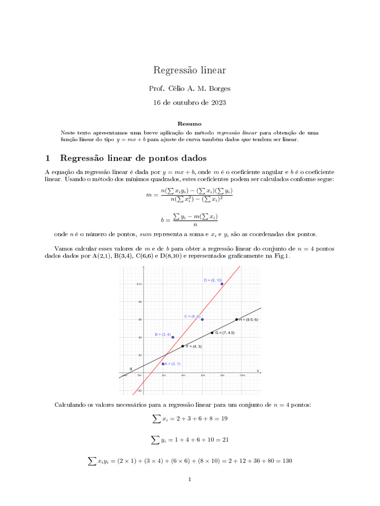 Nota de aula - Regressao linear | PDF