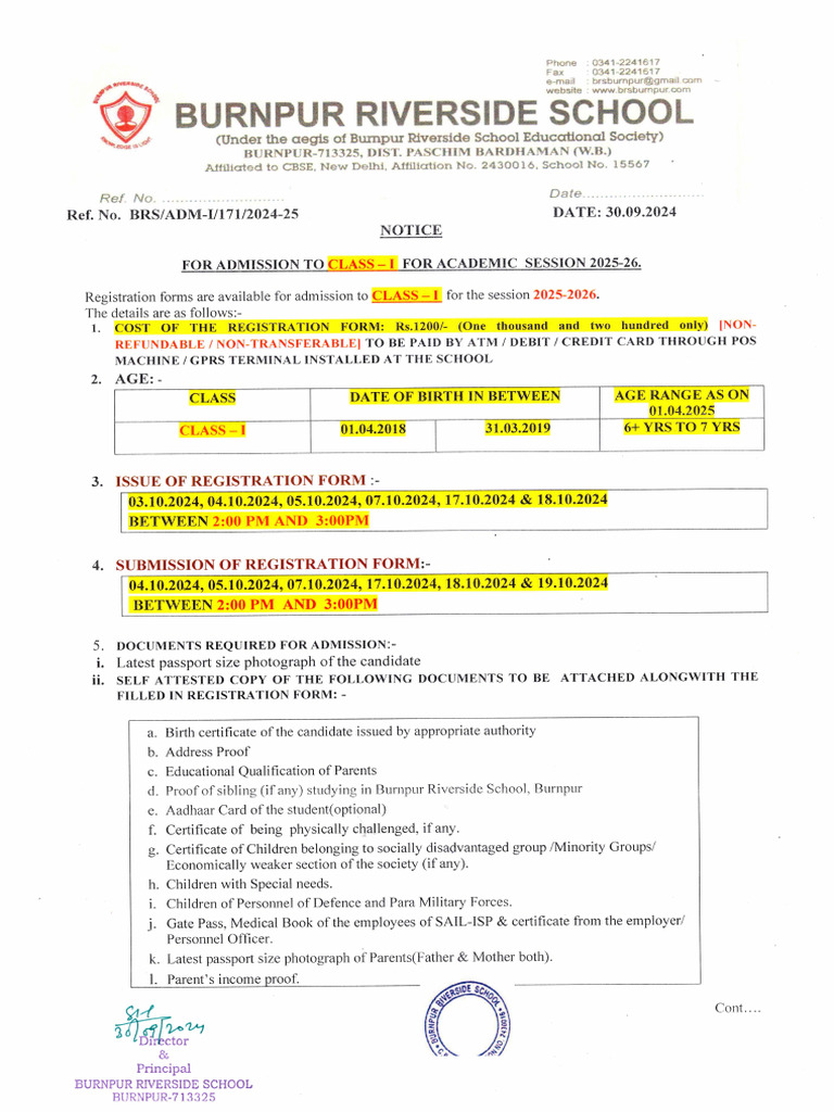 Adm Class 1 2025-26 | PDF