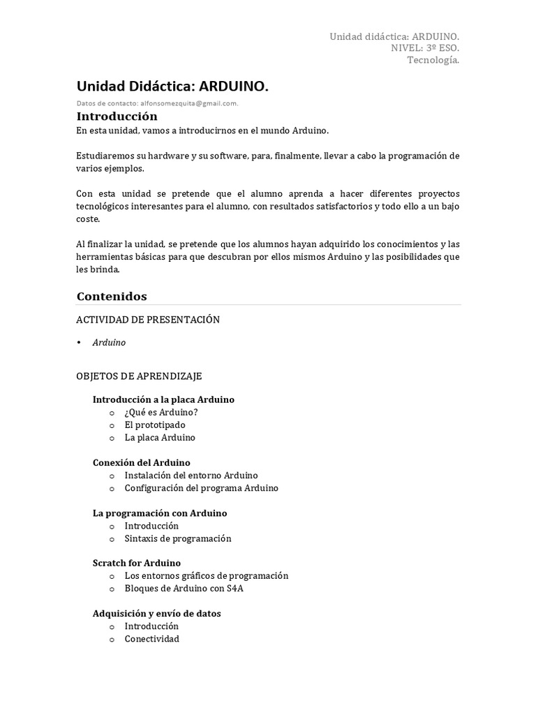 Unidad Did+íctica Arduino Alfonsomezquita | PDF | Arduino | Programación de computadoras