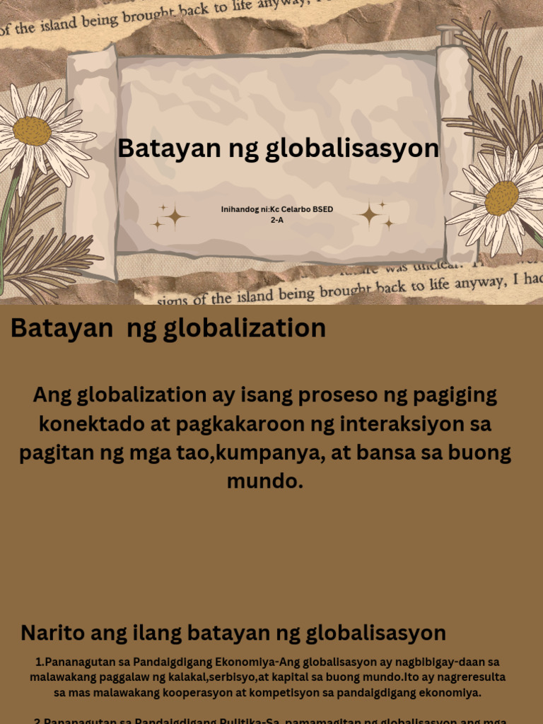 Batayan NG Globalisasyon: Inihandog Ni:kc Celarbo BSED 2-A | PDF