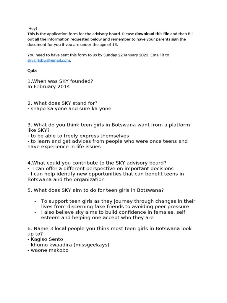 Advisory Board Application | PDF