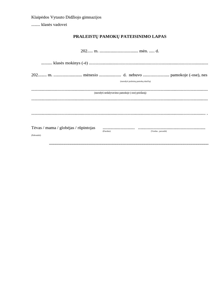 Pamokå Pateisinimo Lapas | PDF