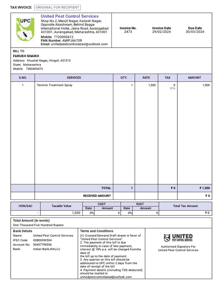 Farukh Shaikh Sales Invoice 2473 | PDF