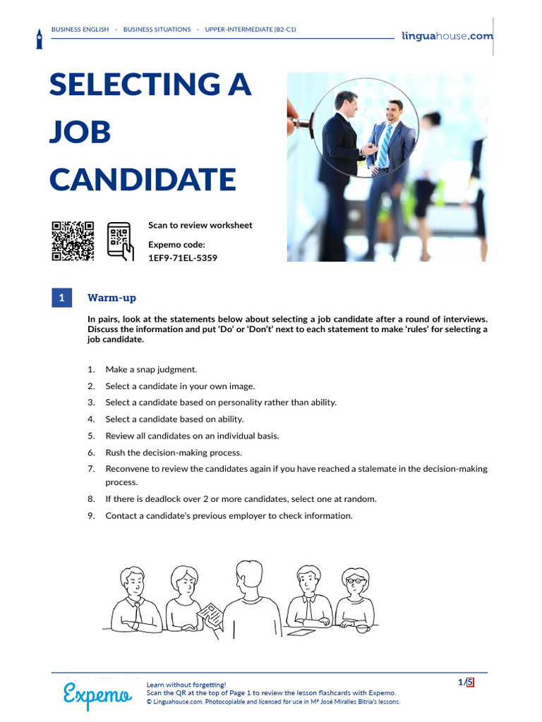 selecting-a-job-candidate-british-english-teacher-B2-C1 | PDF