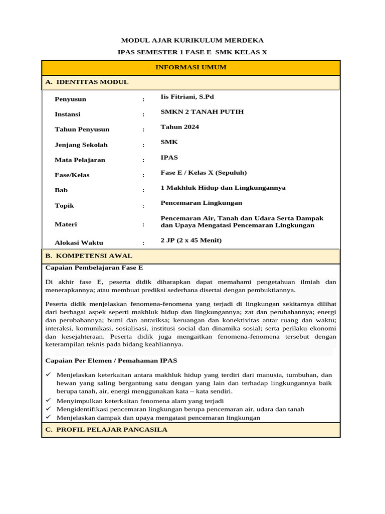 Modul Ipas Iis Fitriani | PDF