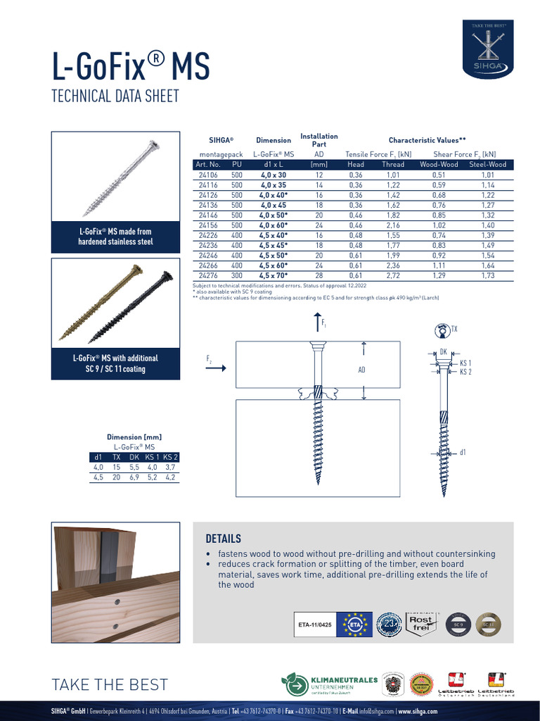 L-GoFix MS_Sihga_Technical_Data_Sheet_EN | PDF