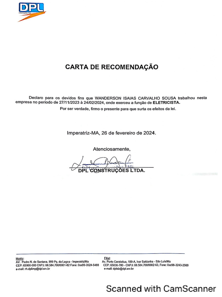 Carta de Recomend DPL | PDF