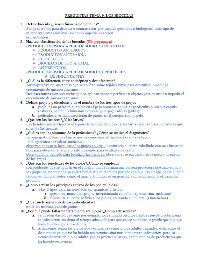 09 - Biocidas - A - Preguntas t9 | PDF