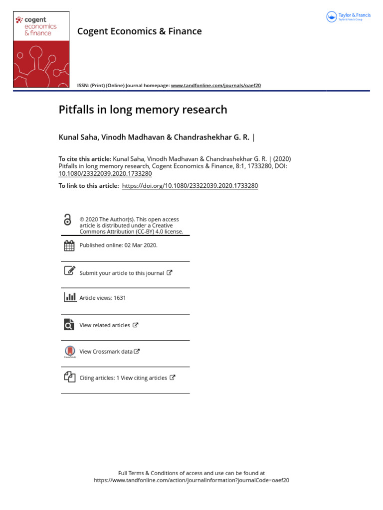 Pitfalls in long memory research | PDF