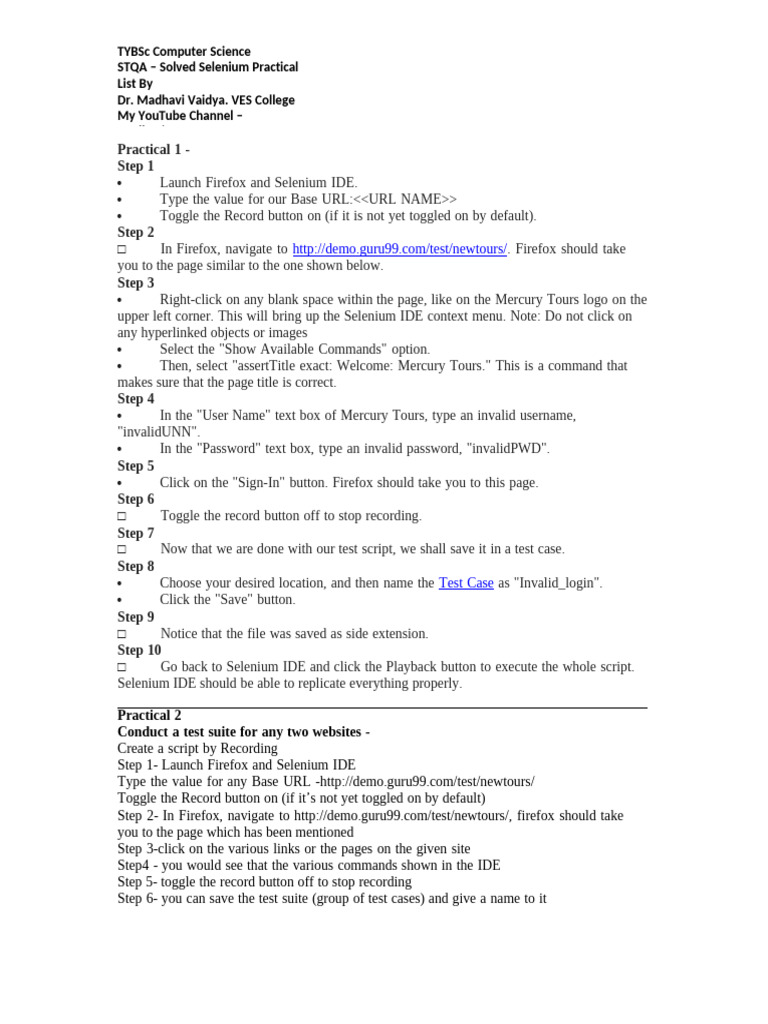 STQA-Selenium Practicals | PDF | Selenium (Software) | Java (Programming Language)