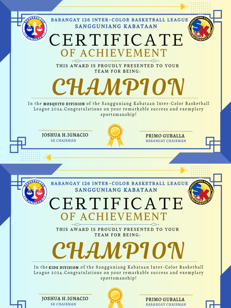 Champion and First Place Certificate - 20240607 - 234047 - 0000 | PDF