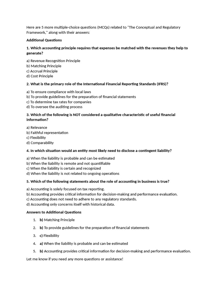 Multiple-Choice Questions (MCQS) Related To The Conceptual and ...