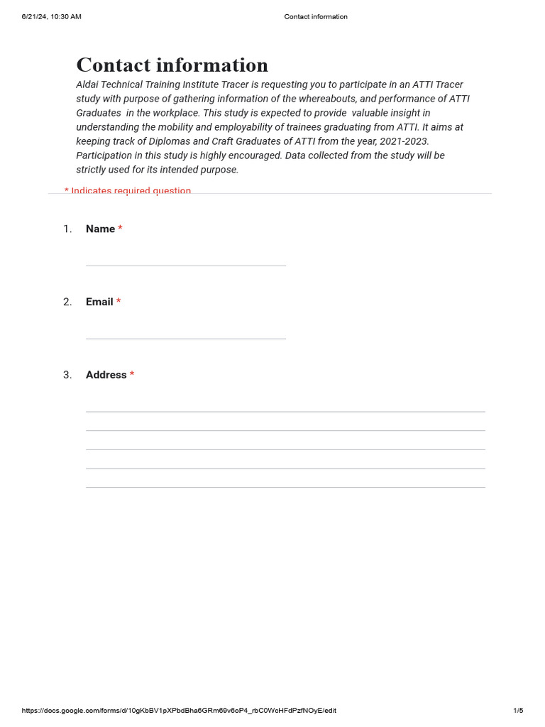 Contact Information - Google Forms | PDF