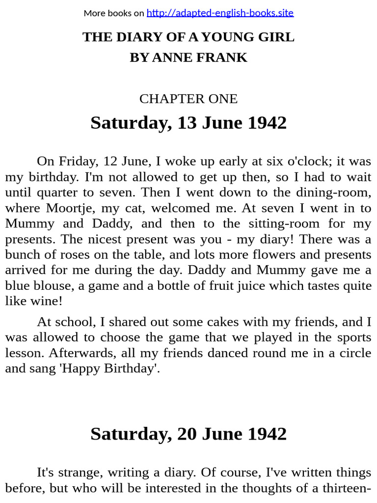 Anne Frank-The Diary of A Young Girl | PDF