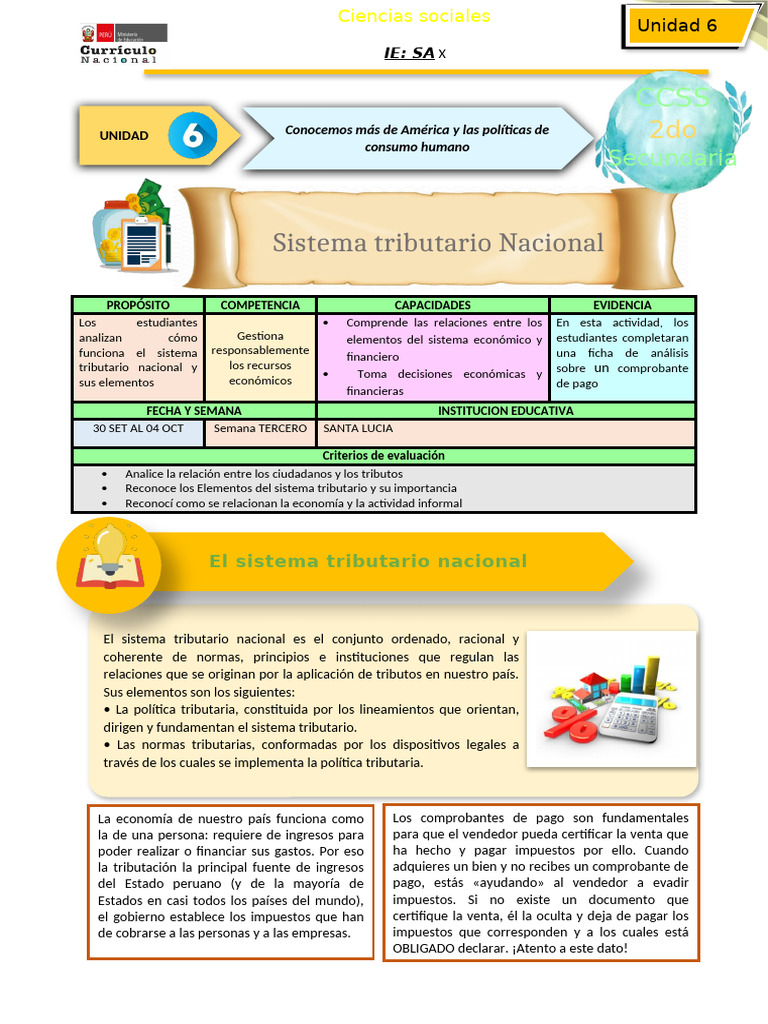 Ficha Act. CCSS 2°-Semana 3 Uni 6 | PDF