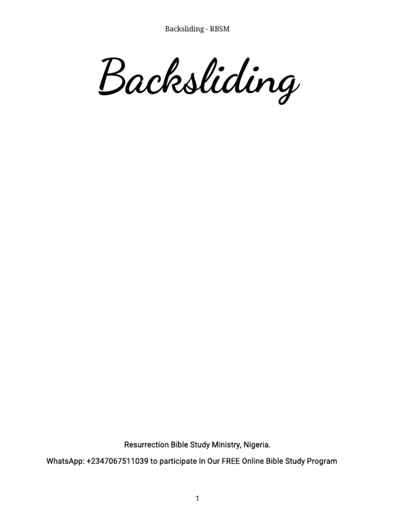 Backsliding | PDF