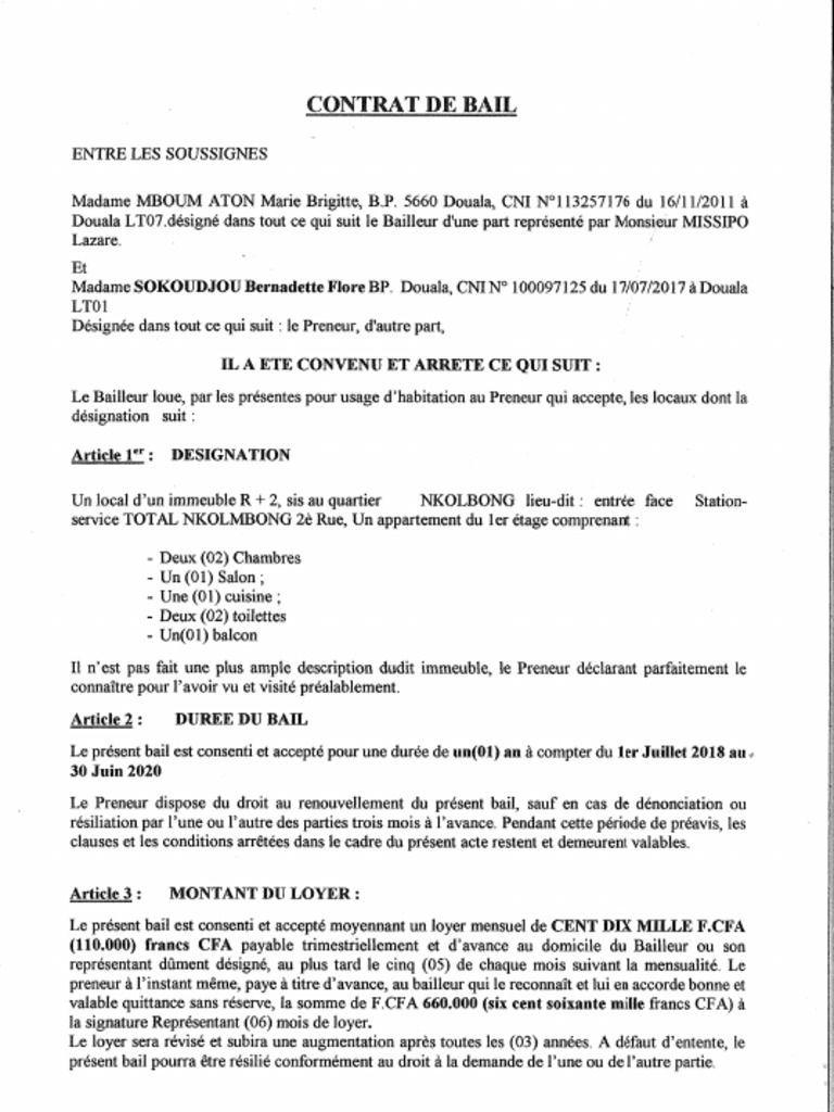 Contrat de Bail | PDF