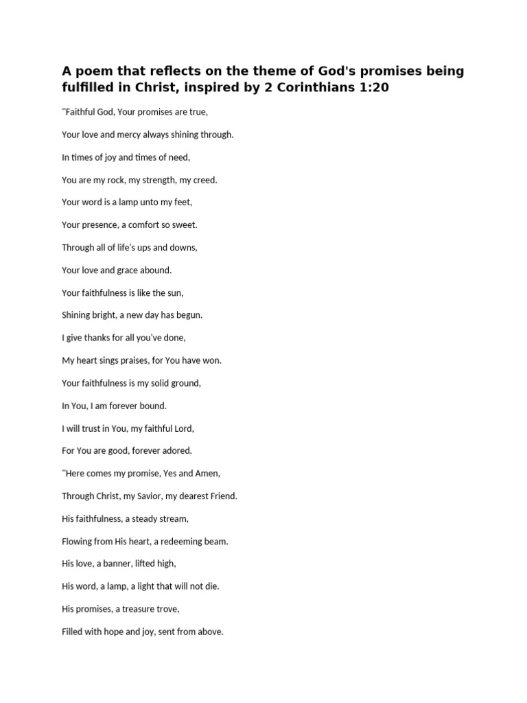 A Poem On Here Comes My Promise | PDF | Jesus | Glory (Religion)