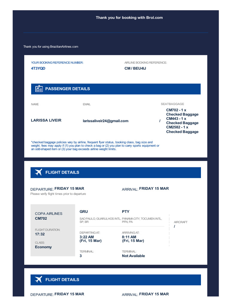 Booking Confirmation | PDF
