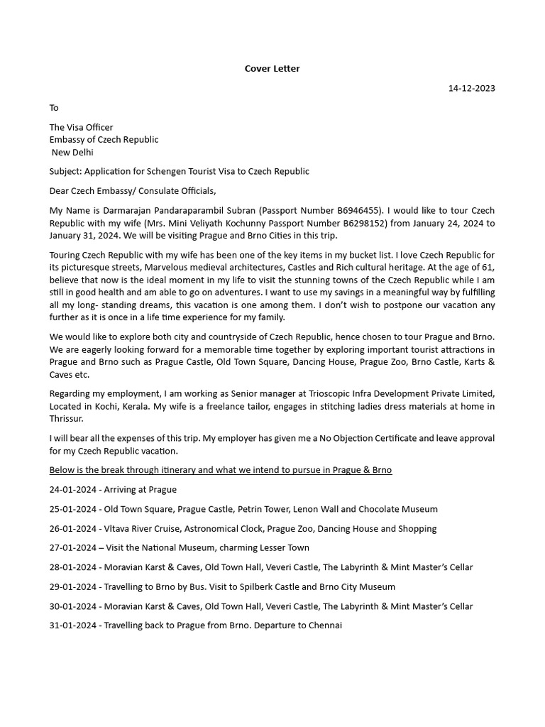 Cover Letter - Darmarajan & Mini | PDF