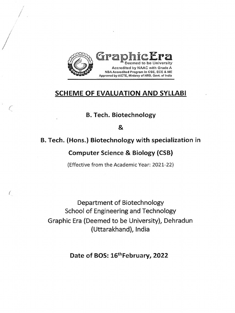 B.Tech. Biotech 7th Sem 202-25 Syllabus FINAL | PDF