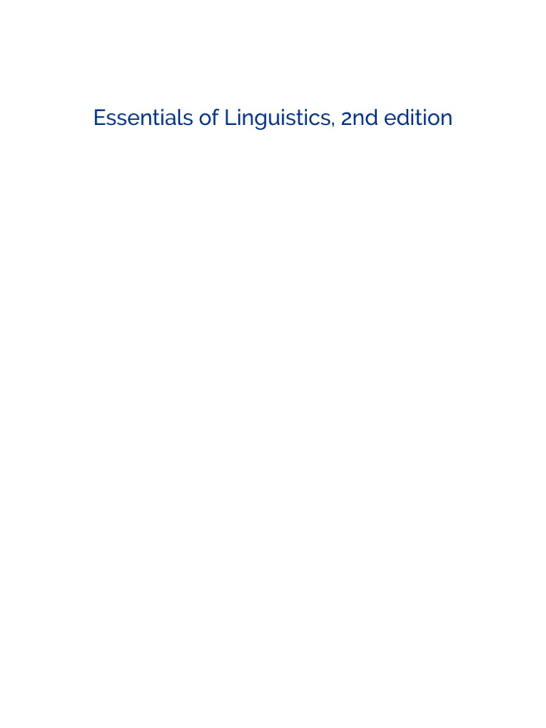Essentials of Linguistics 2nd Edition 1727462127 | PDF