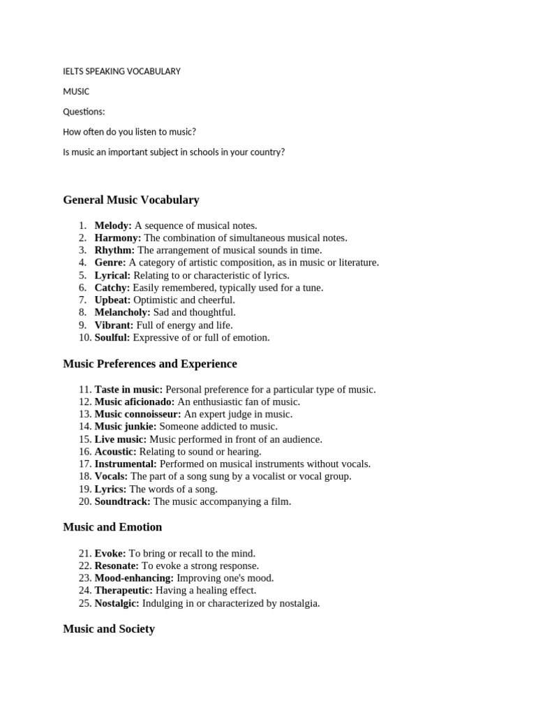 Ielts Speaking Vocabulary | PDF