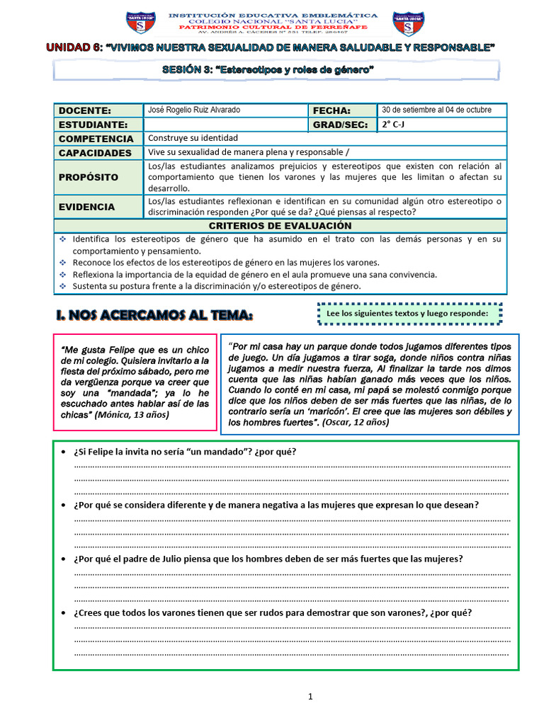 DPCC Sesión 3 Unidad V° | PDF