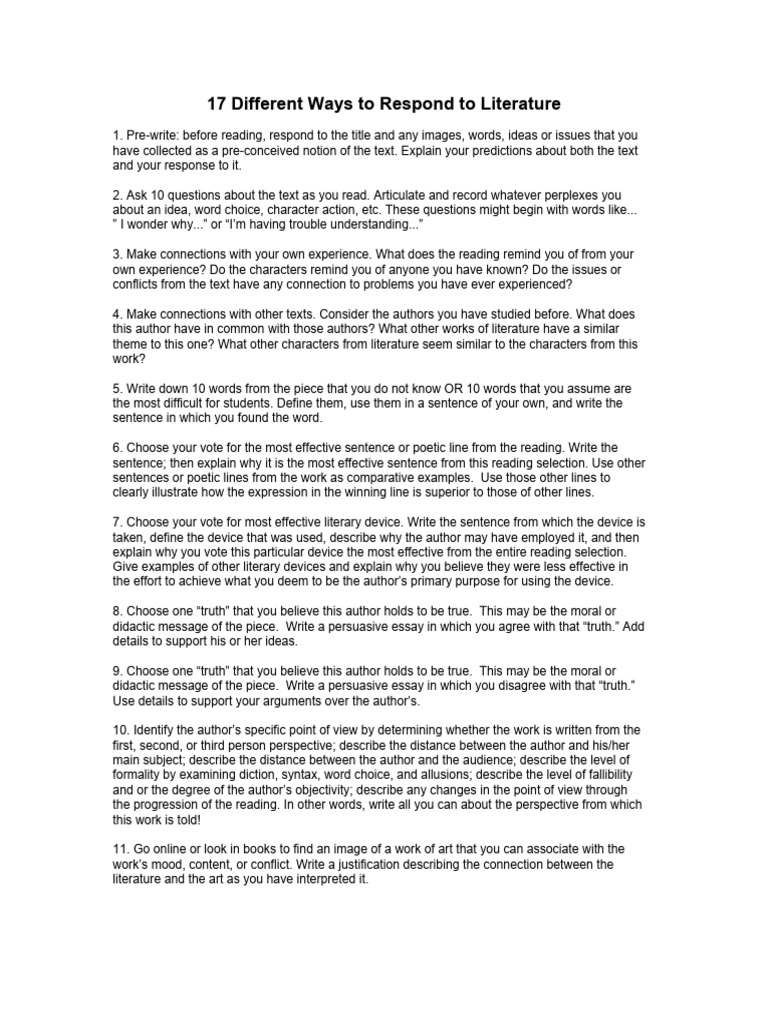 17 Responsestoliterature | PDF