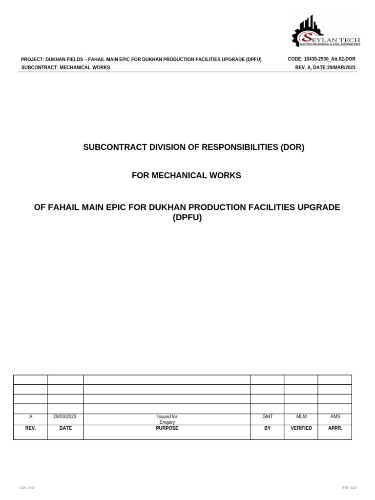 Subcontract Distribution Matrix | PDF
